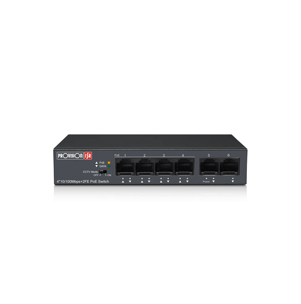 Switch de 4 puertos PoE POES-0460C+2I-V2 Marca: Provision ISR | Sec...