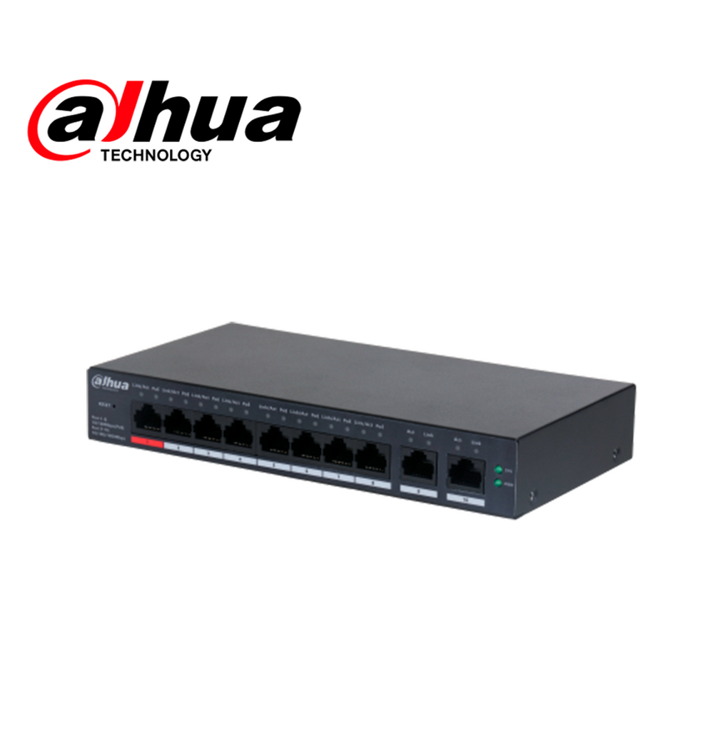 Switch Cloud DAHUA, PoE de 8 puertos +2 uplink, 10/100Mbps CS40108E...