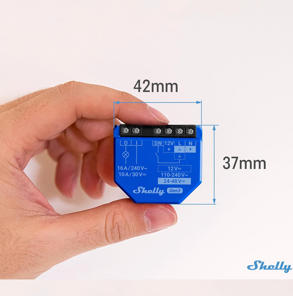 Relay Wi-Fi para controlar luces, portones o cerraduras. Marca Shel...