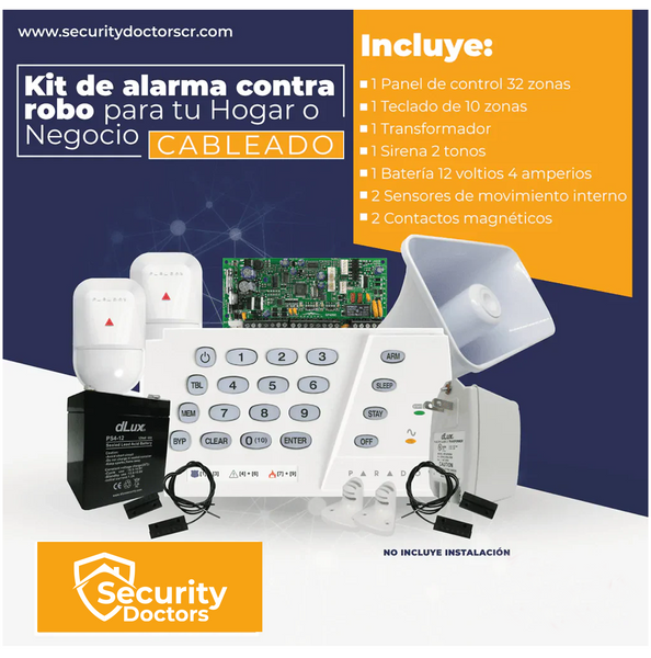 Kit de alarma contra robo CABLEADA KIT001 | Security Doctors